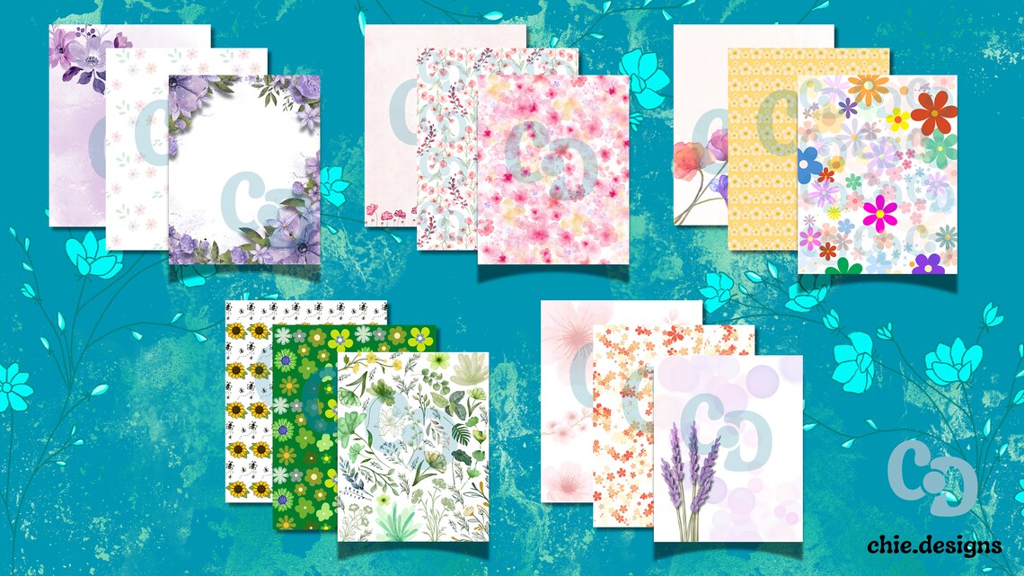 Floral Printable Cardstock Bundle - Etsy