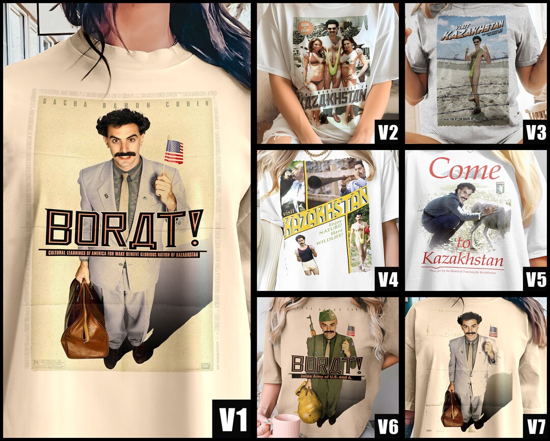 Borat V1-V7 T Shirt Movie Poster Print Natural Color Shirt 100% Cotton ...