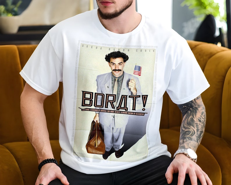 Borat V1 T Shirt Movie Poster Print Natural Color Shirt 100% Cotton All ...