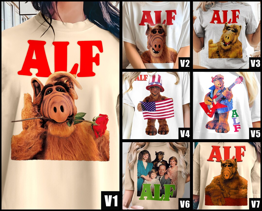 Alf V1-V7 T Shirt Movie Poster Print Natural Color Shirt 100% Cotton ...