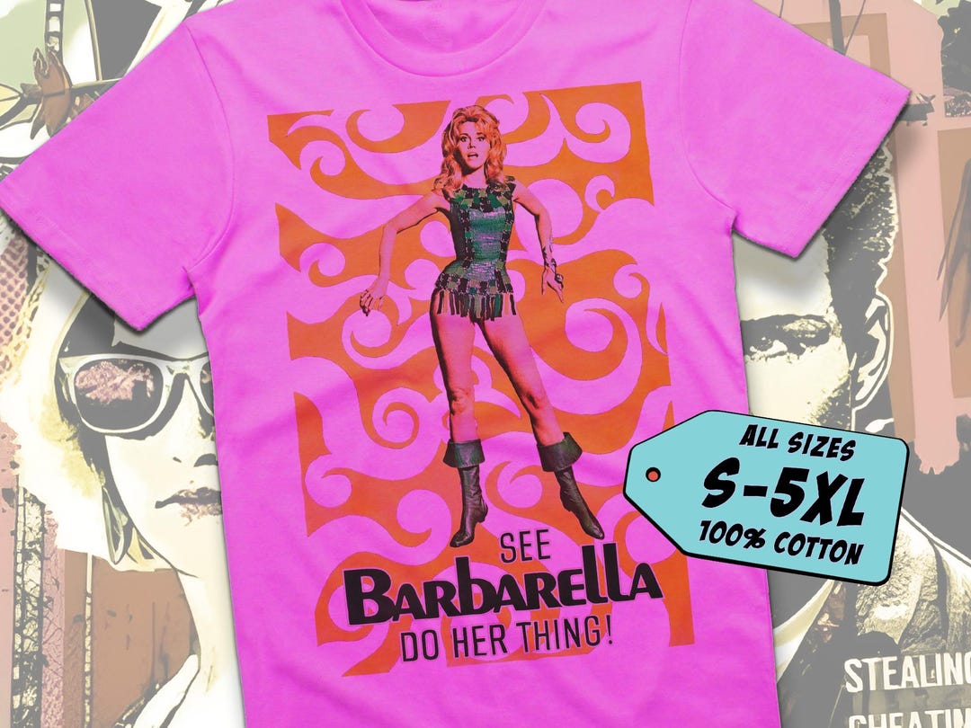 Barbarella V5 T Shirt Movie Poster Print Fuchsia Color Shirt 100% ...