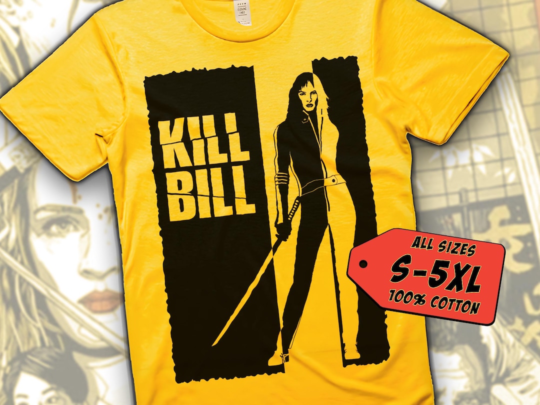Kill Bill V21 T Shirt Movie Poster Print Yellow Color Shirt 100% Cotton ...