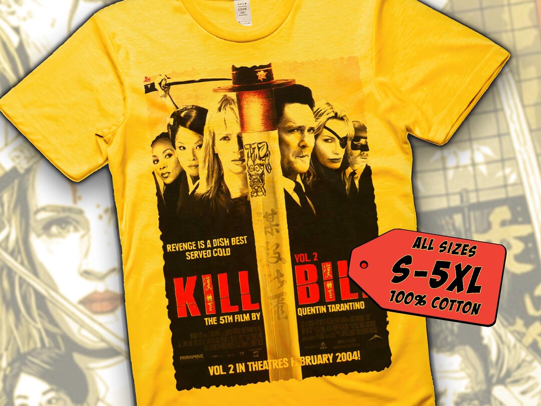 Kill Bill V35 T Shirt Movie Poster Print Yellow Color Shirt 100% Cotton ...