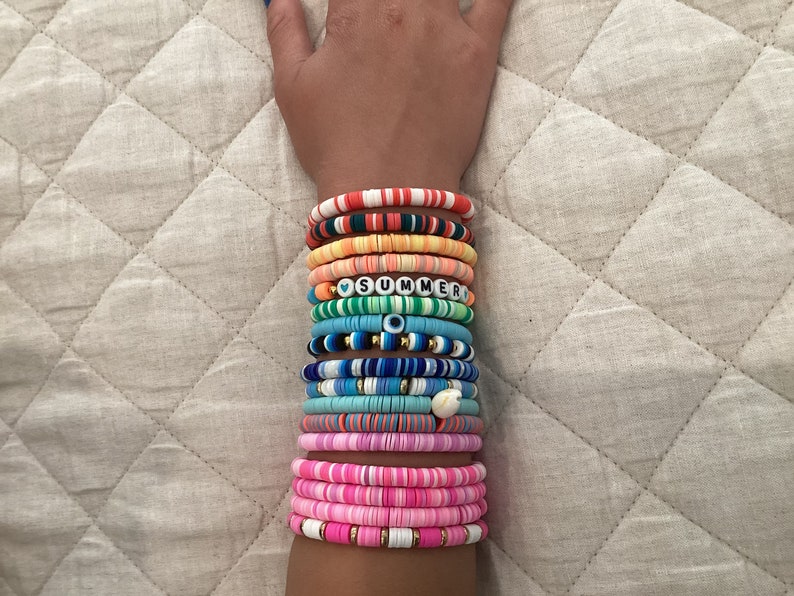 Preppy Handmade Clay Bead Bracelets | Stretchy, Pretty, Colorful ...