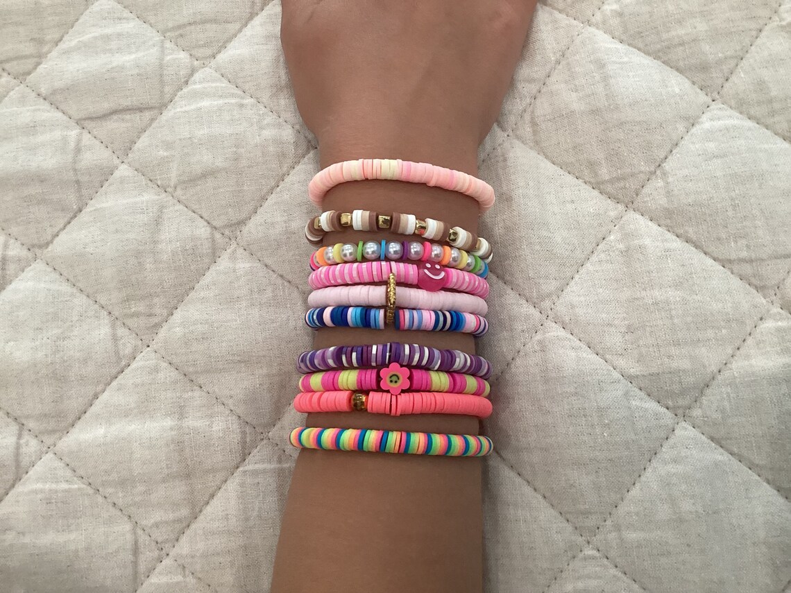 Preppy Handmade Clay Bead Bracelets | Stretchy, Pretty, Colorful ...
