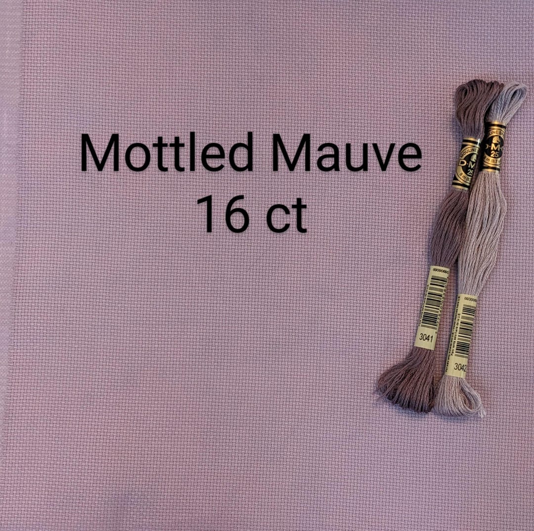 Mauve Hand Dyed Aida Fabric, 14 Count, 16 Count, 18 Count, Embroidery ...