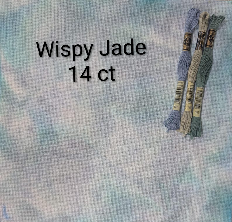 Wispy Jade Hand Dyed Aida Cloth, 14/16/18 Count, Blue Green Cross ...