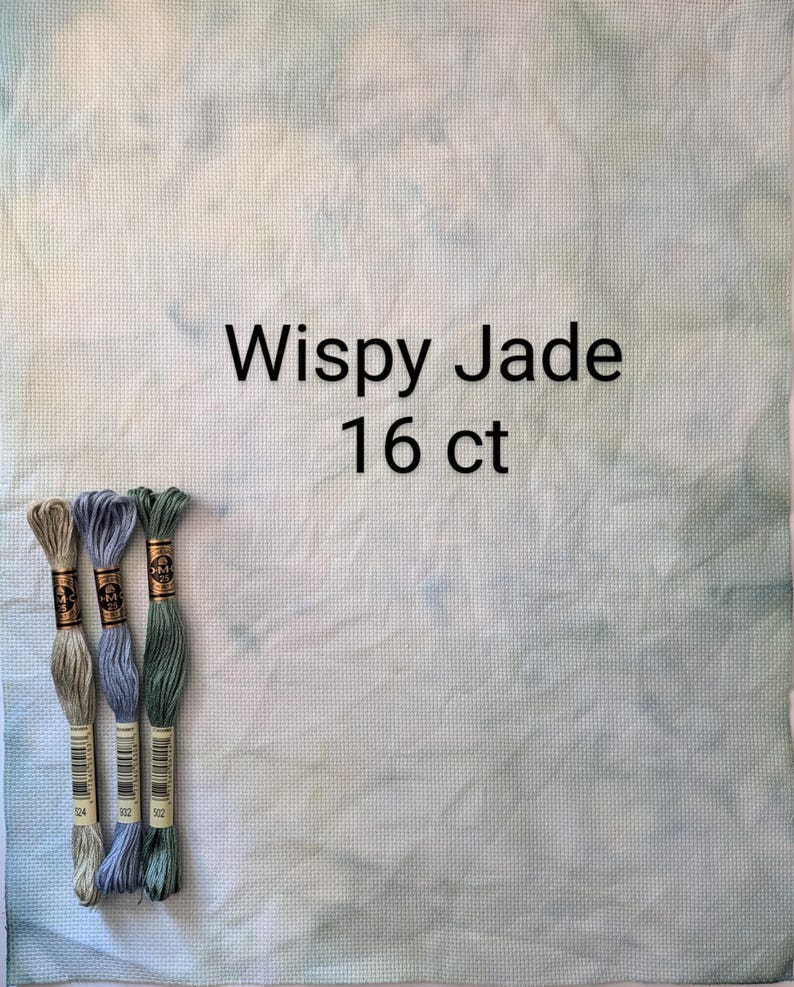 Wispy Jade Hand Dyed Aida Cloth, 14/16/18 Count, Blue Green Cross ...