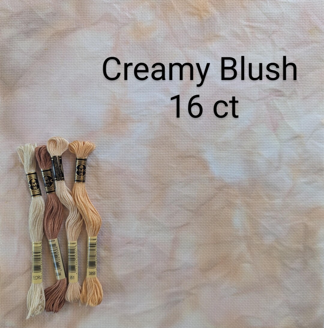 Creamy Blush Hand Dyed Aida Cloth, Cross Stitching Fabric, 14 Count, 16 ...