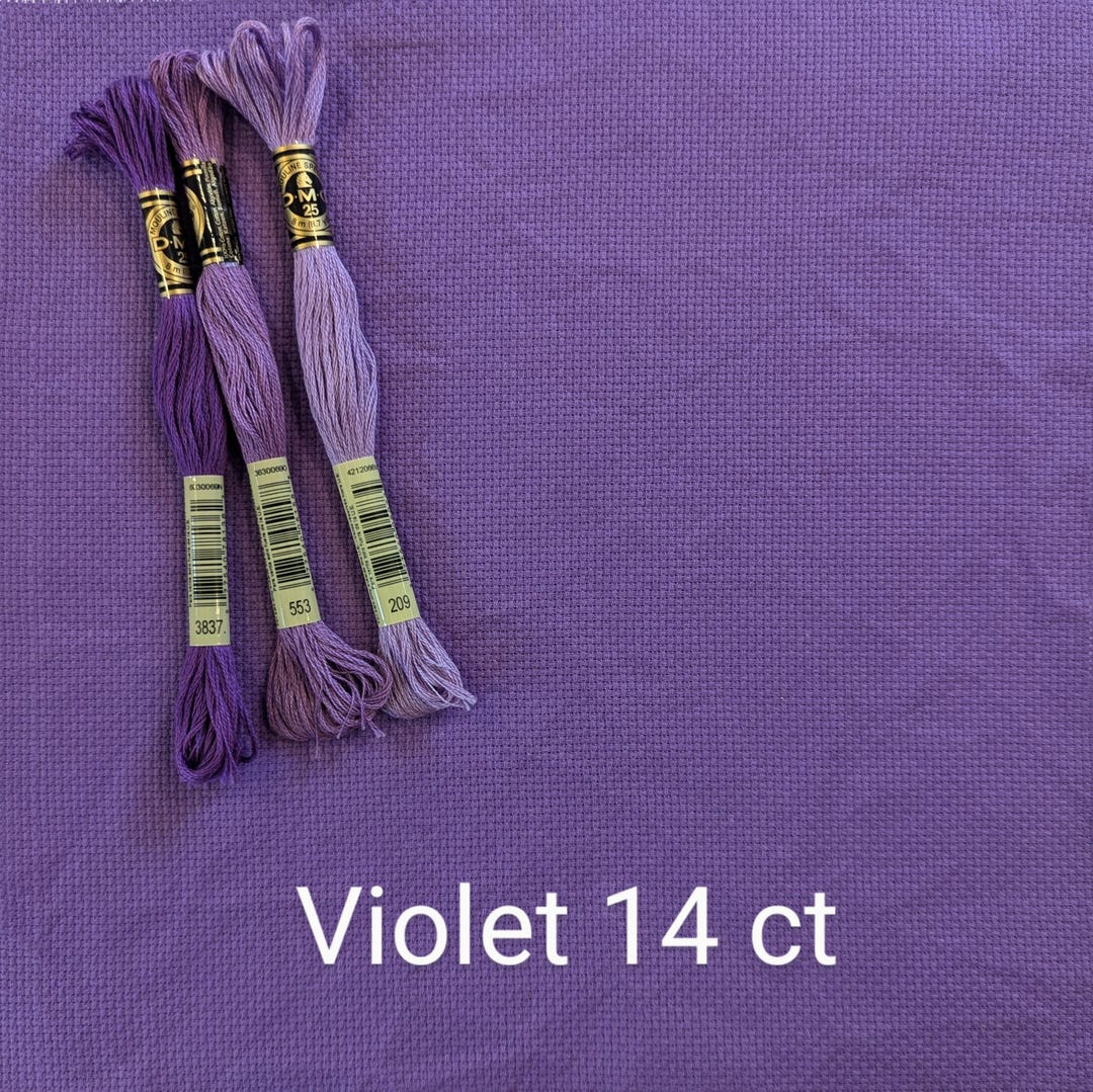 Hand Dyed Violet Aida Cloth, Purple Cross Stitch Fabric - Etsy