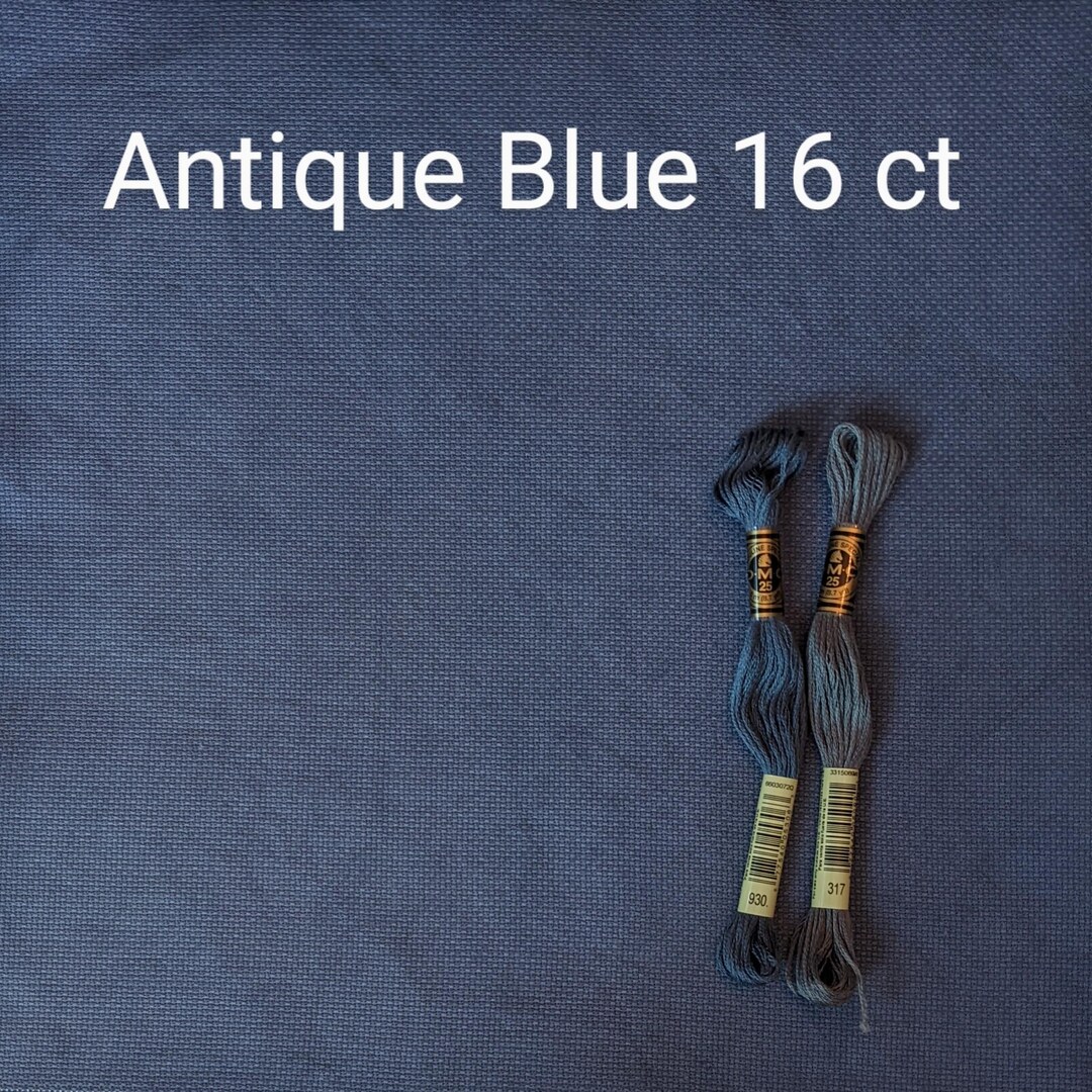 Antique Blue Dyed Aida Cloth, 14 Count, 16 Count, 18 Count, Navy Blue ...