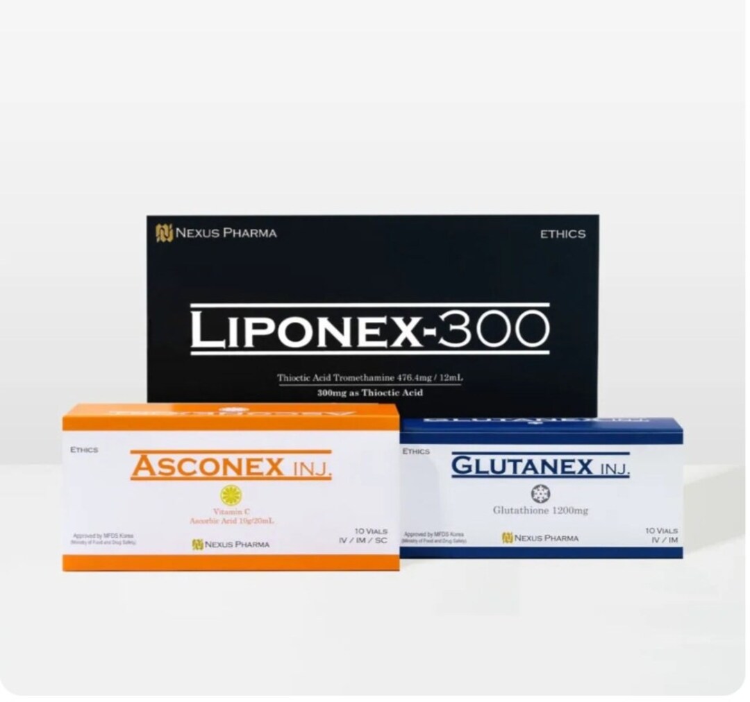 Full Set Glutanex 1200mg Glutathione Liponex 300mg Asconex 10g Vitamin ...