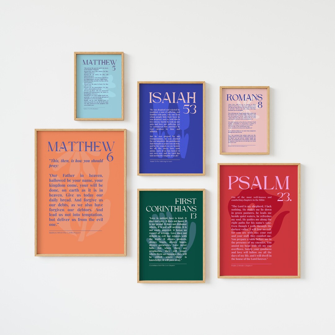 Scripture Wall Art Gallery Set of 6 Prayer Board Printables With ...