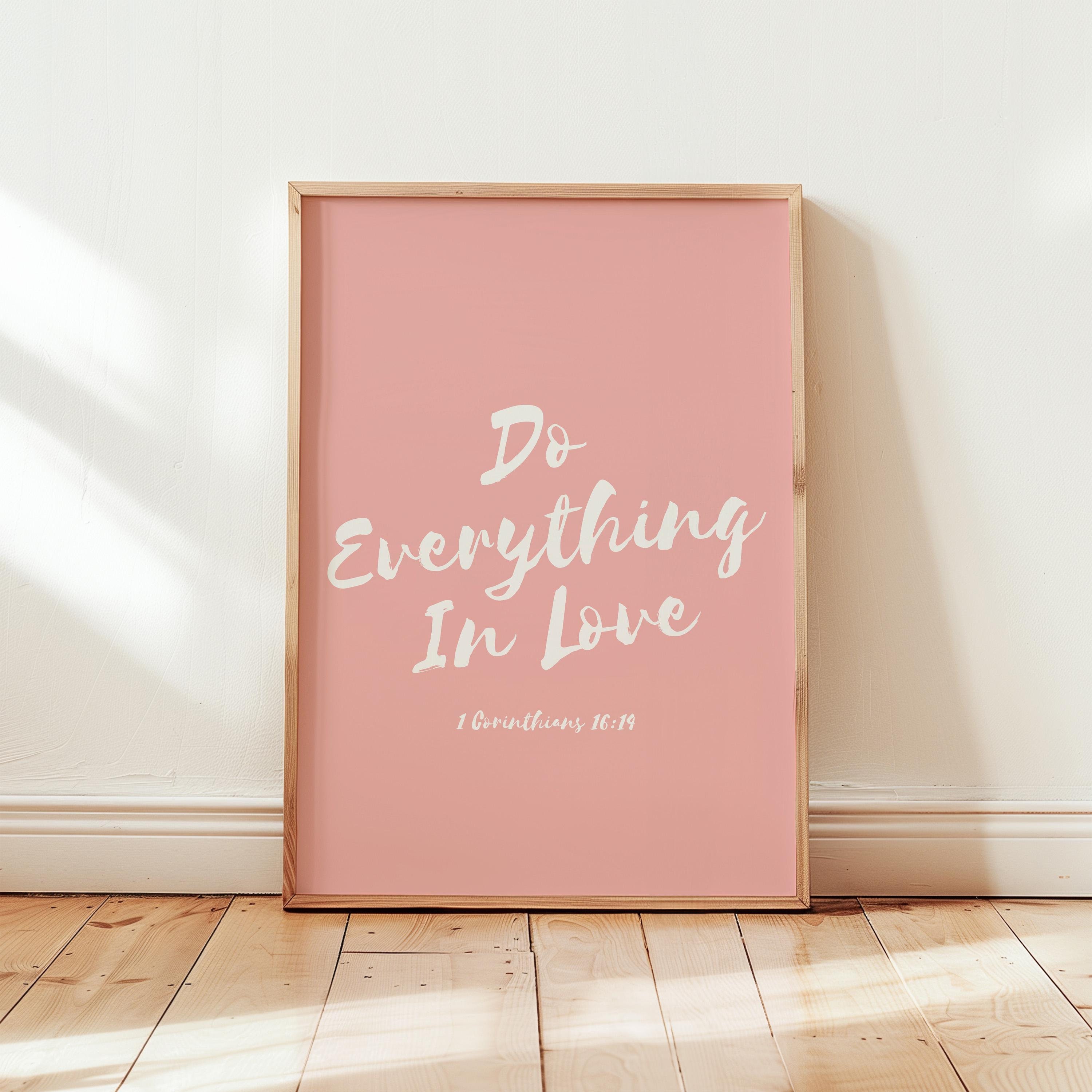 Pink Christian Wall Art: 1 Corinthians Scripture Print (digital ...