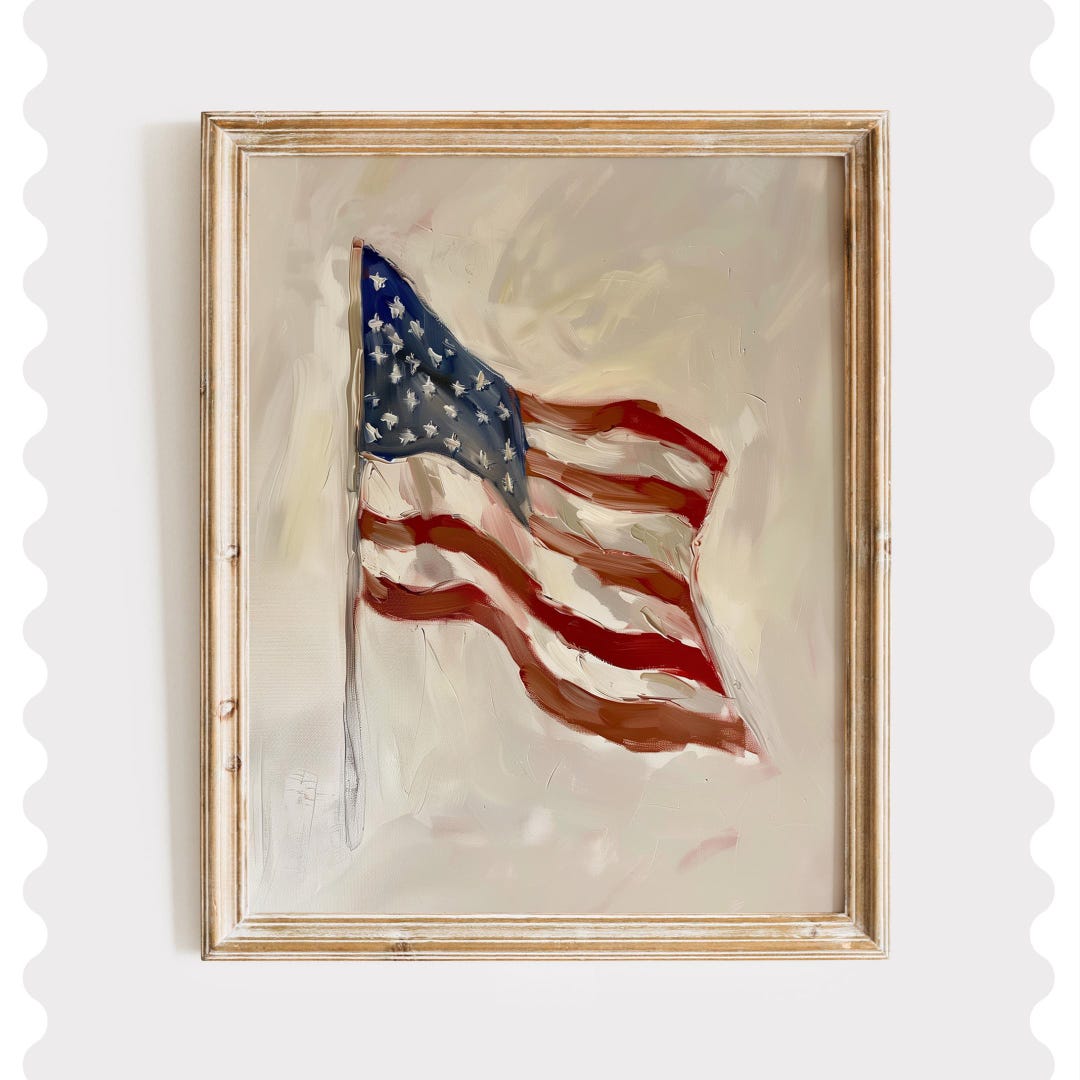 Vintage American Flag Print – Patriotic Wall Art, USA Flag Decor ...