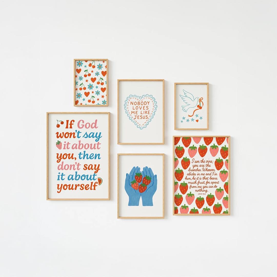 Strawberry Bible Verse Prints: Christian Summer Coquette Decor (digital ...