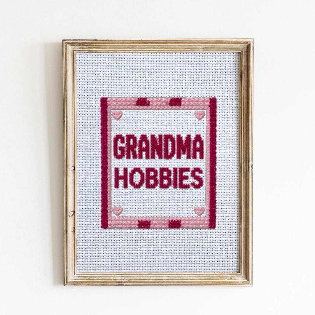 Grandma Hobbies Needlepoint Printable, Funny Sarcastic Wall Art, Preppy ...