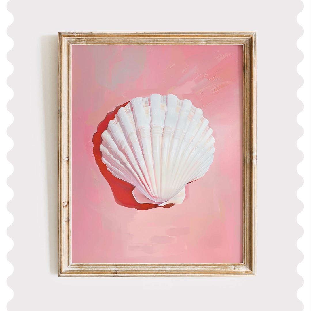 Pink Seashell Print: Coastal Wall Art (digital Download) - Etsy