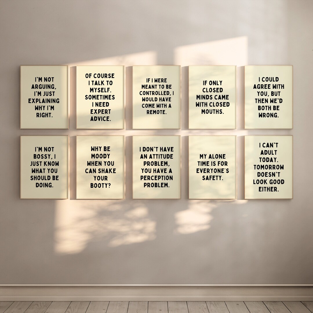 Funny Wall Art Prints Gallery Wall Set of 20 Minimalist Black Beige ...