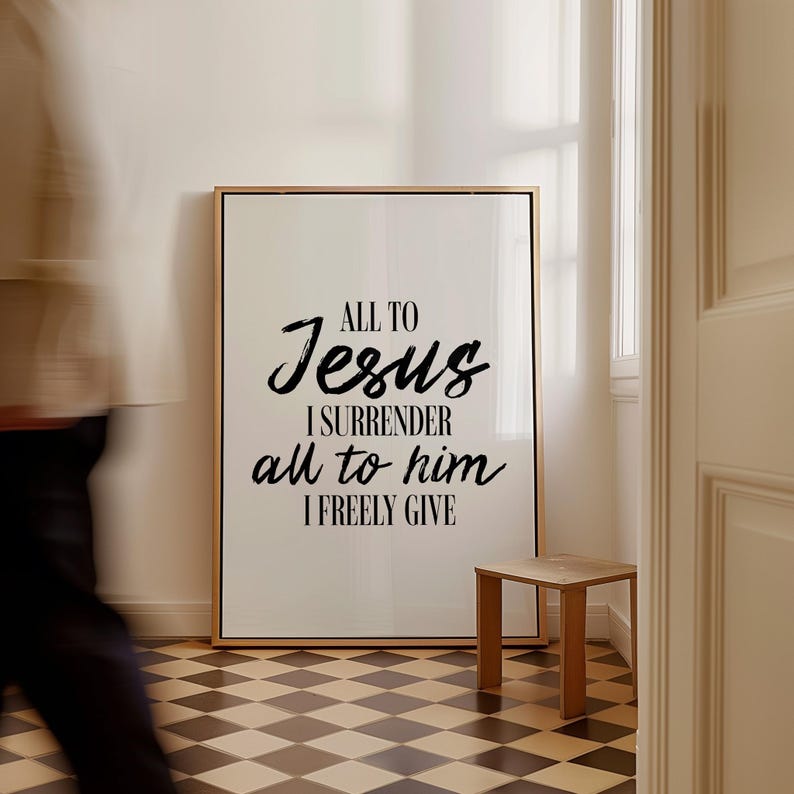 Christian Hymn Print: All to Jesus I Surrender, Minimalist Bible Verse ...
