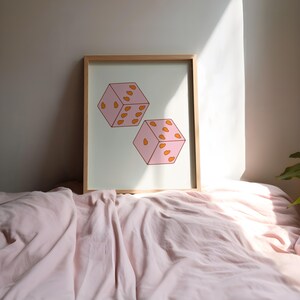 Pink Dice Downloadable Art With Girly Wall Art Aesthetic Room Decor ...