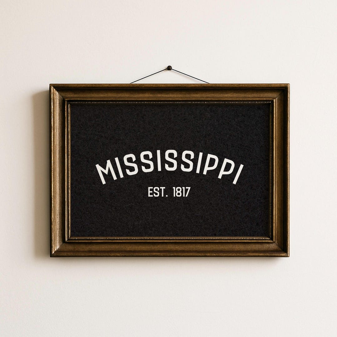 Rustic Mississippi State Print EST 1817 - Vintage Farmhouse Style Wall ...
