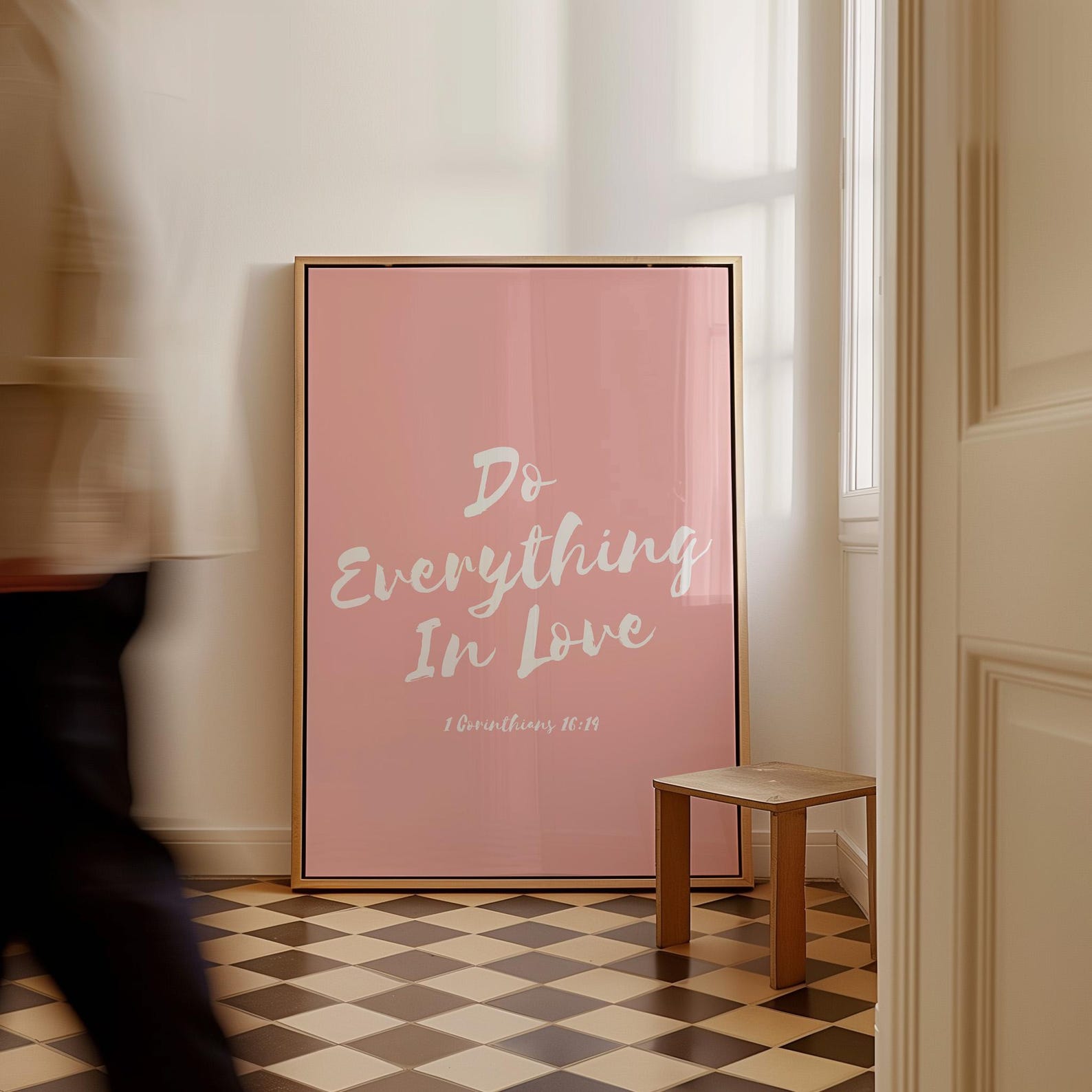 Pink Christian Wall Art: 1 Corinthians Scripture Print (digital ...