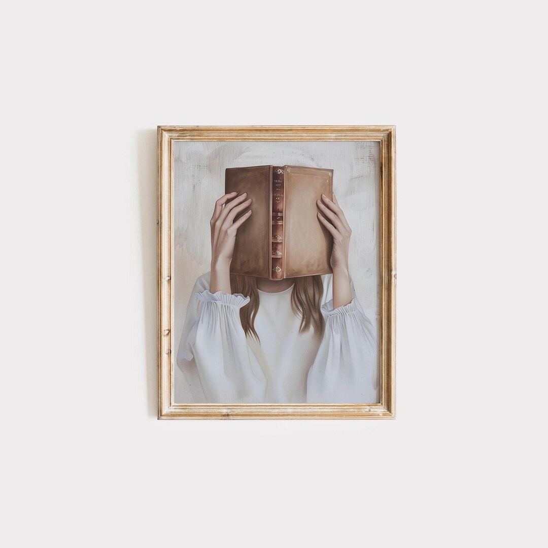 Literary Girl Wall Art – Book Girl Reading Print, Neutral Room Decor ...