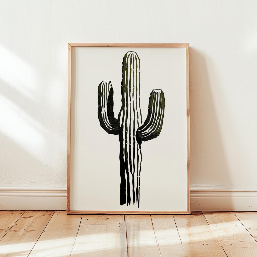 Black and White Cactus Print: Southwestern Home Decor (digital Download ...