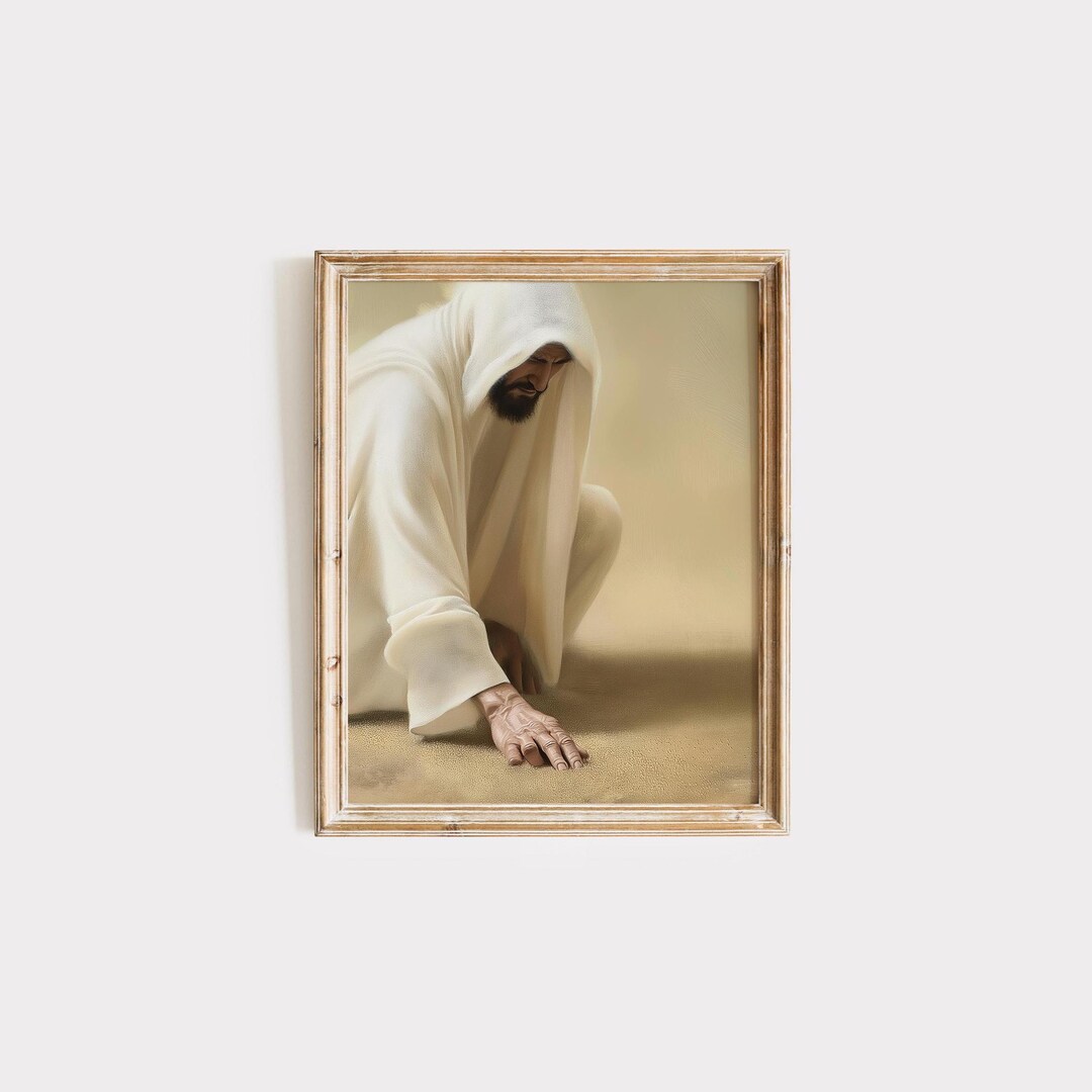 Jesus 'cast the First Stone' Art Print: Christian Bible Verse (digital ...