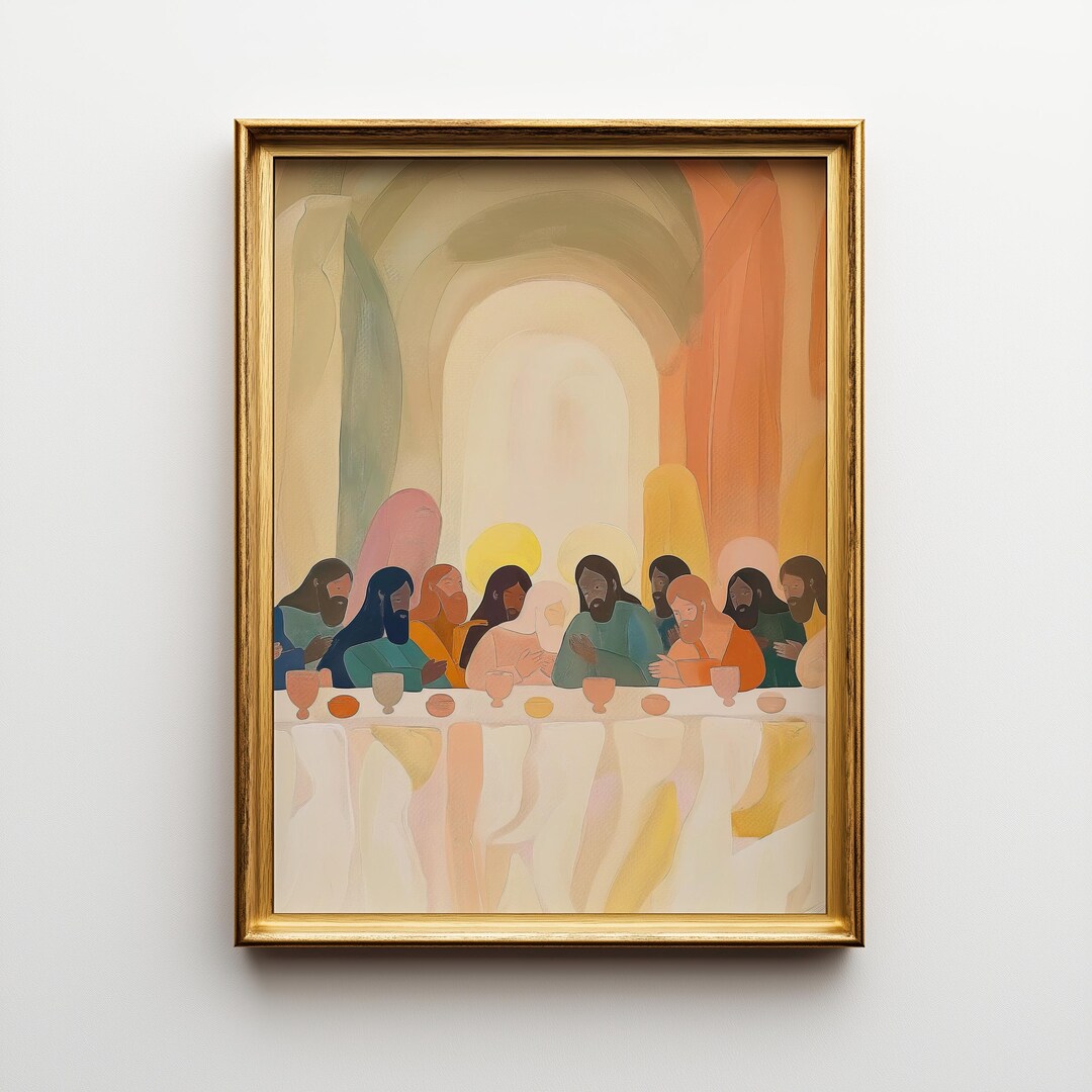 Last Supper Printable Wall Art - Modern Abstract Painting, Soft Pastel ...
