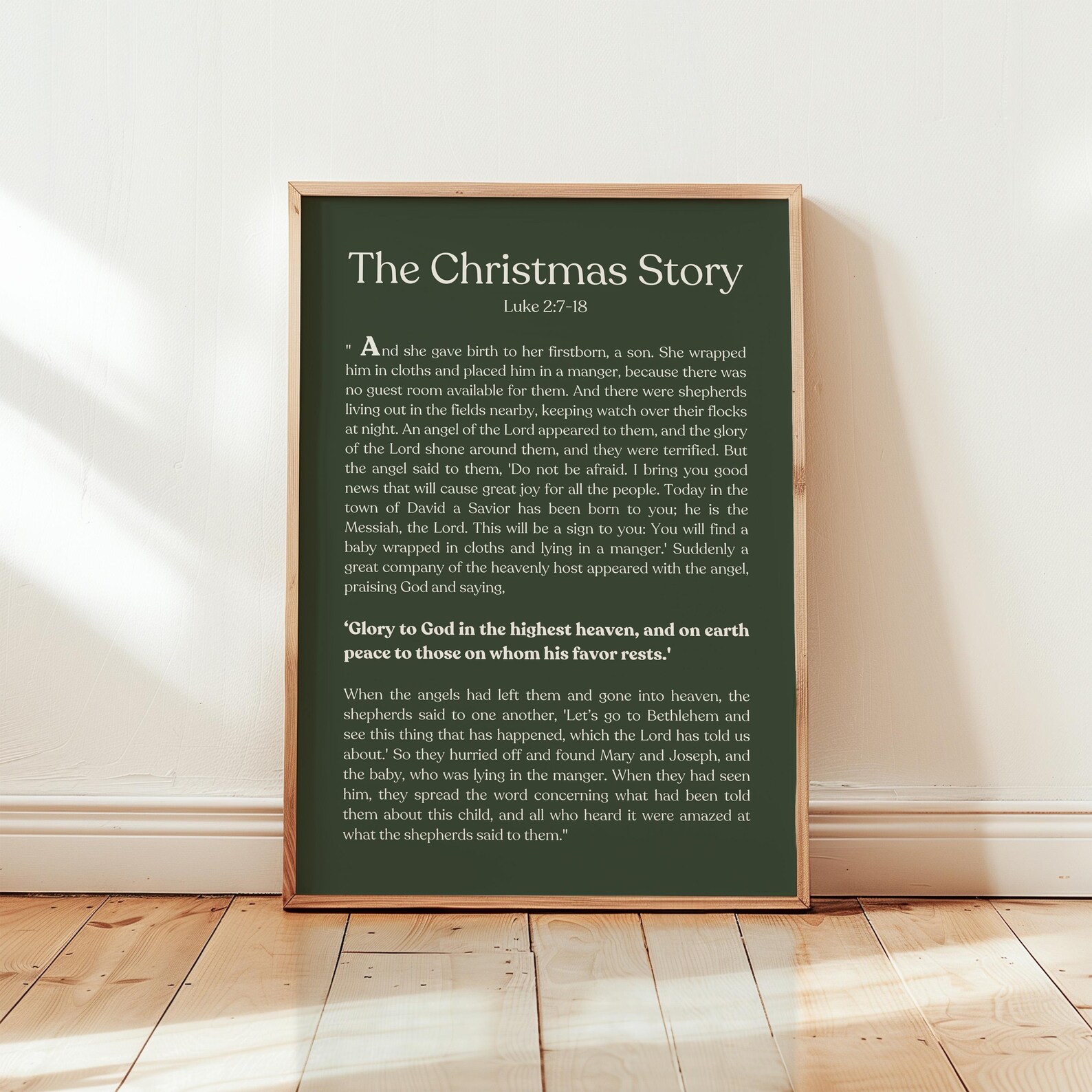 Christmas Story Scripture Art Print: Green Holiday Decor (digital ...