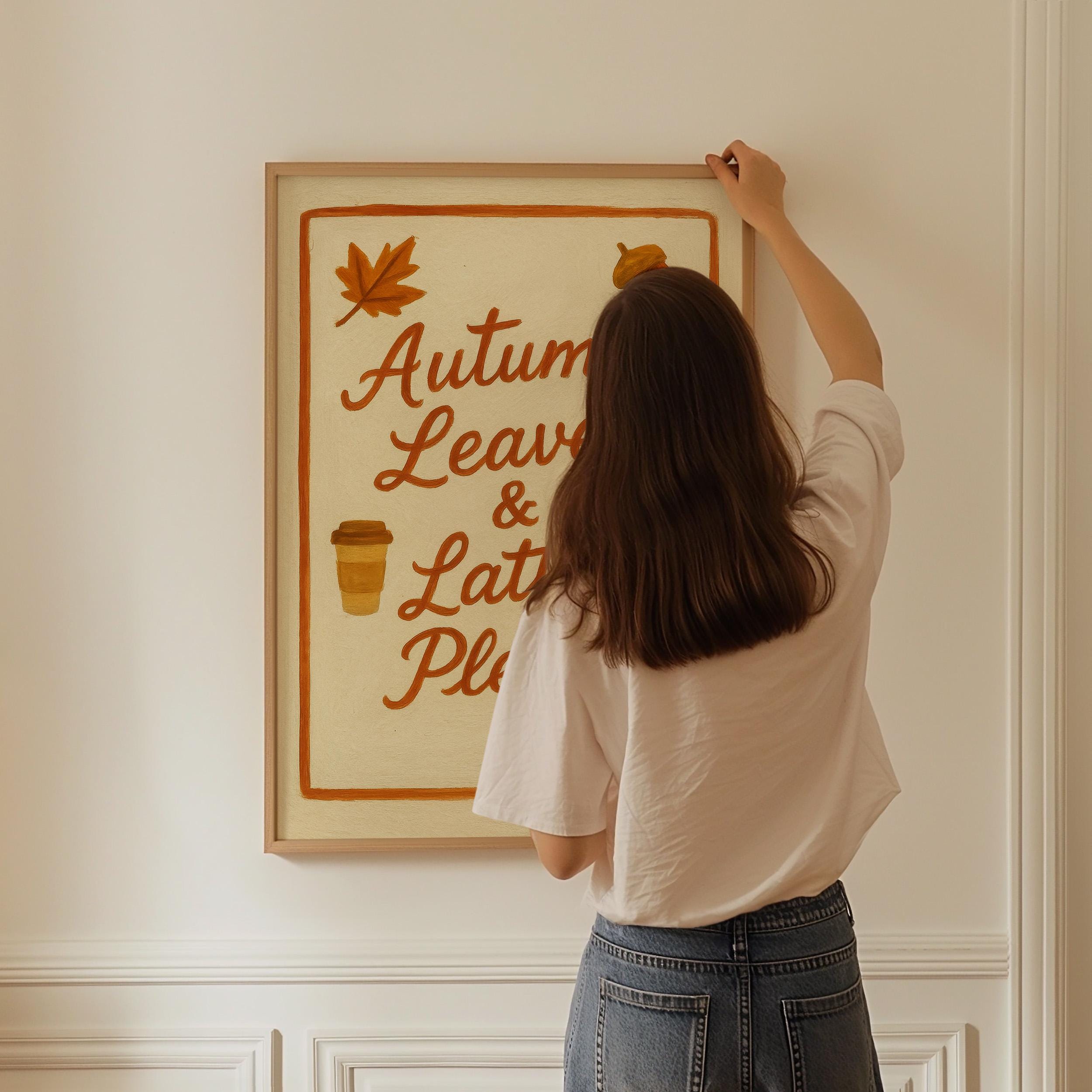 Autumn Leaves & Lattes Print: Cozy Fall Coffee Bar Decor (digital ...