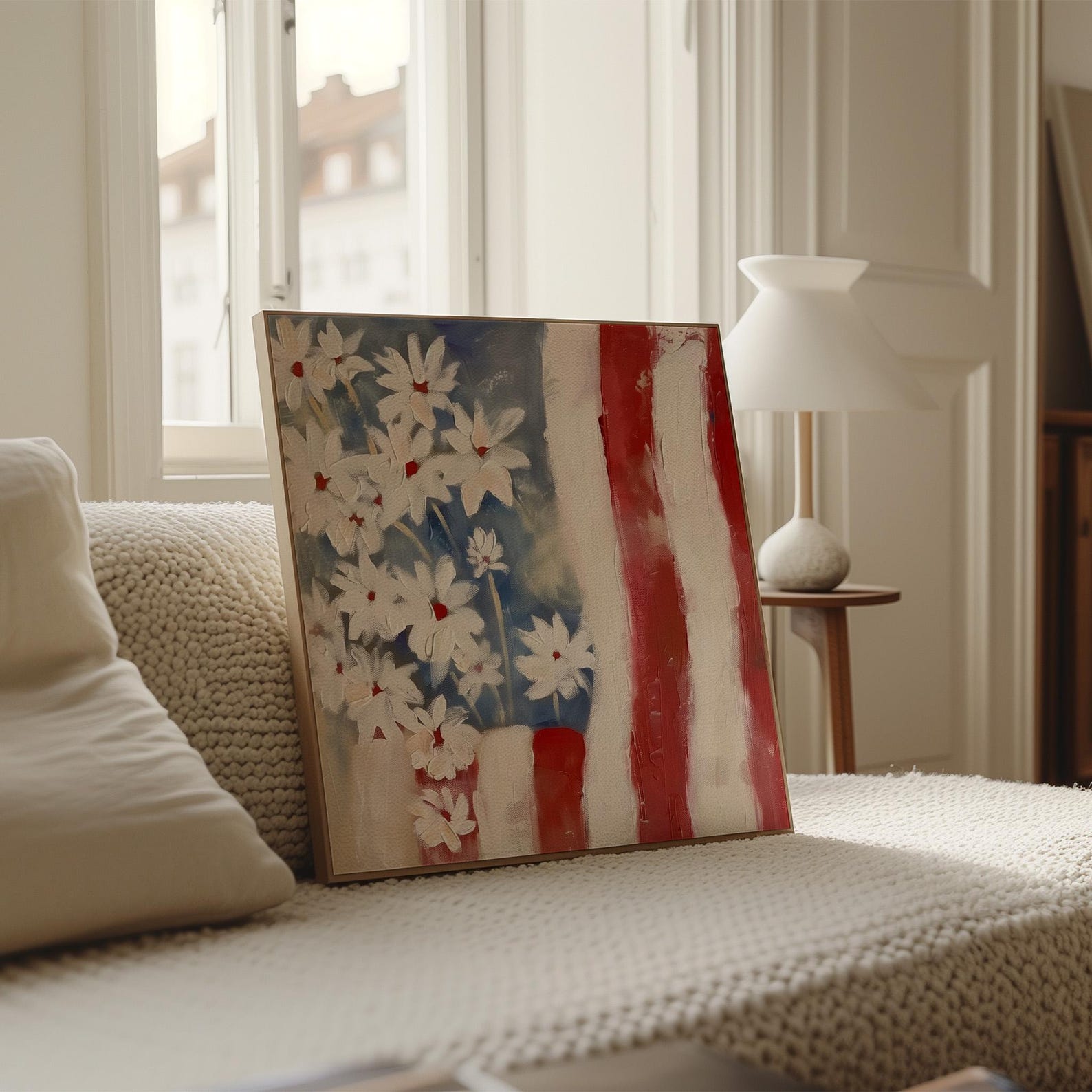 Floral American Flag Print: Patriotic USA Wall Art (30x30 Digital ...