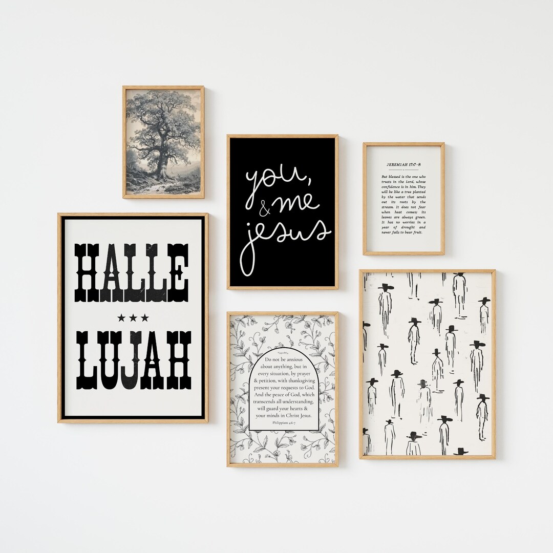 Christian Wall Art Prints Trendy Gallery Set of 6 Western Wall Art ...
