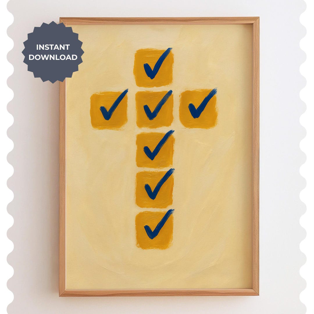 Cross Check Wall Art, Christian Printable, Digital Download, Modern ...