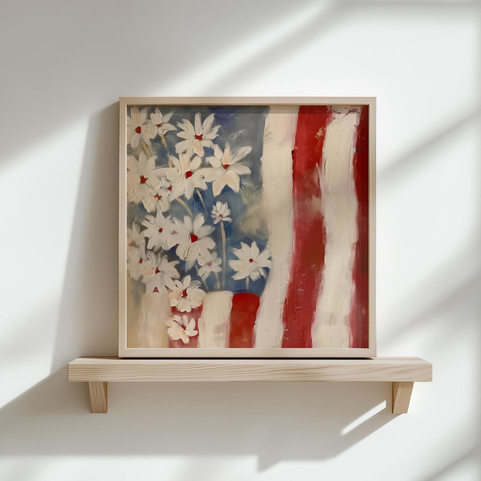 Floral American Flag Print: Patriotic USA Wall Art (30x30 Digital ...
