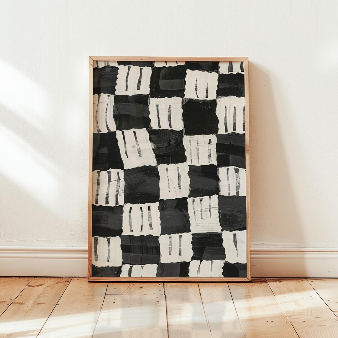 Black and White Checker Geometric Wall Art Print Trendy, Boho Wall Art ...