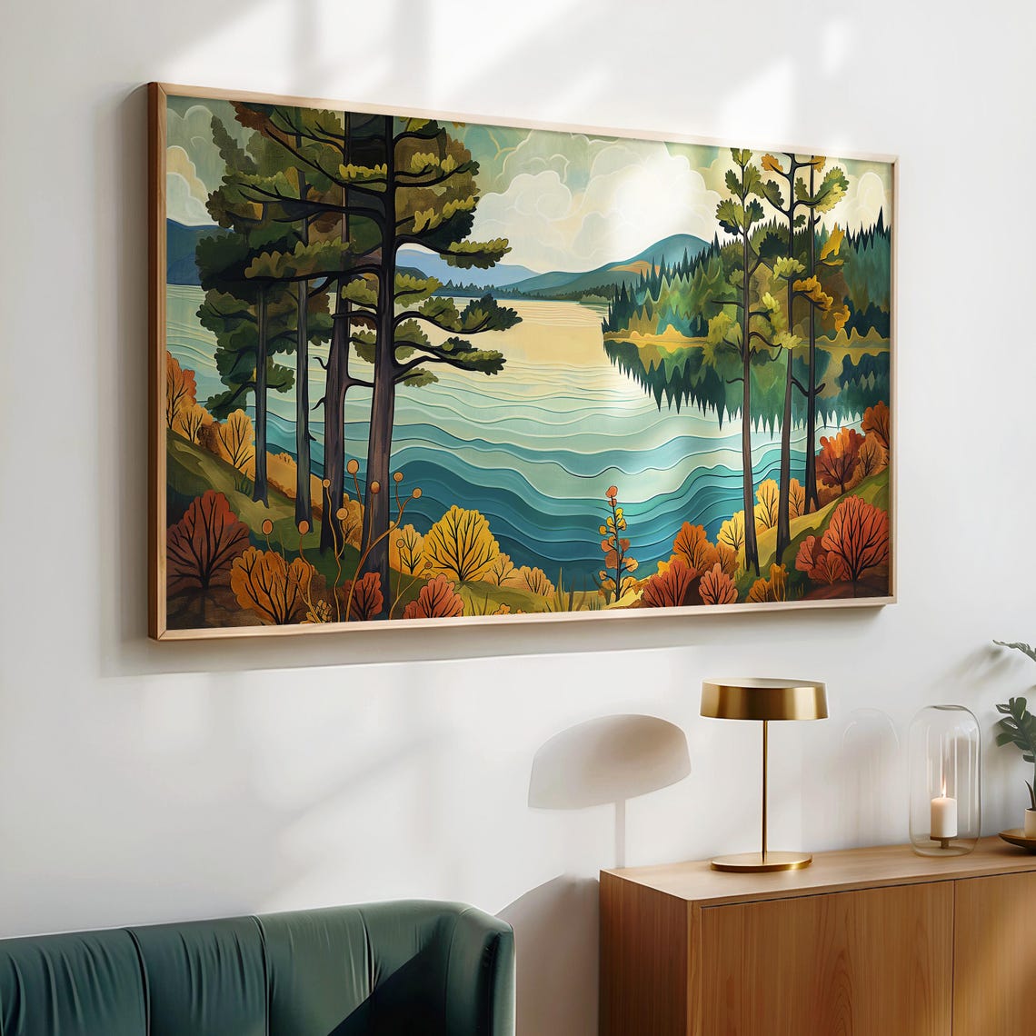 Lake Life Frame TV Art: Mountain Landscape Painting (digital Download ...