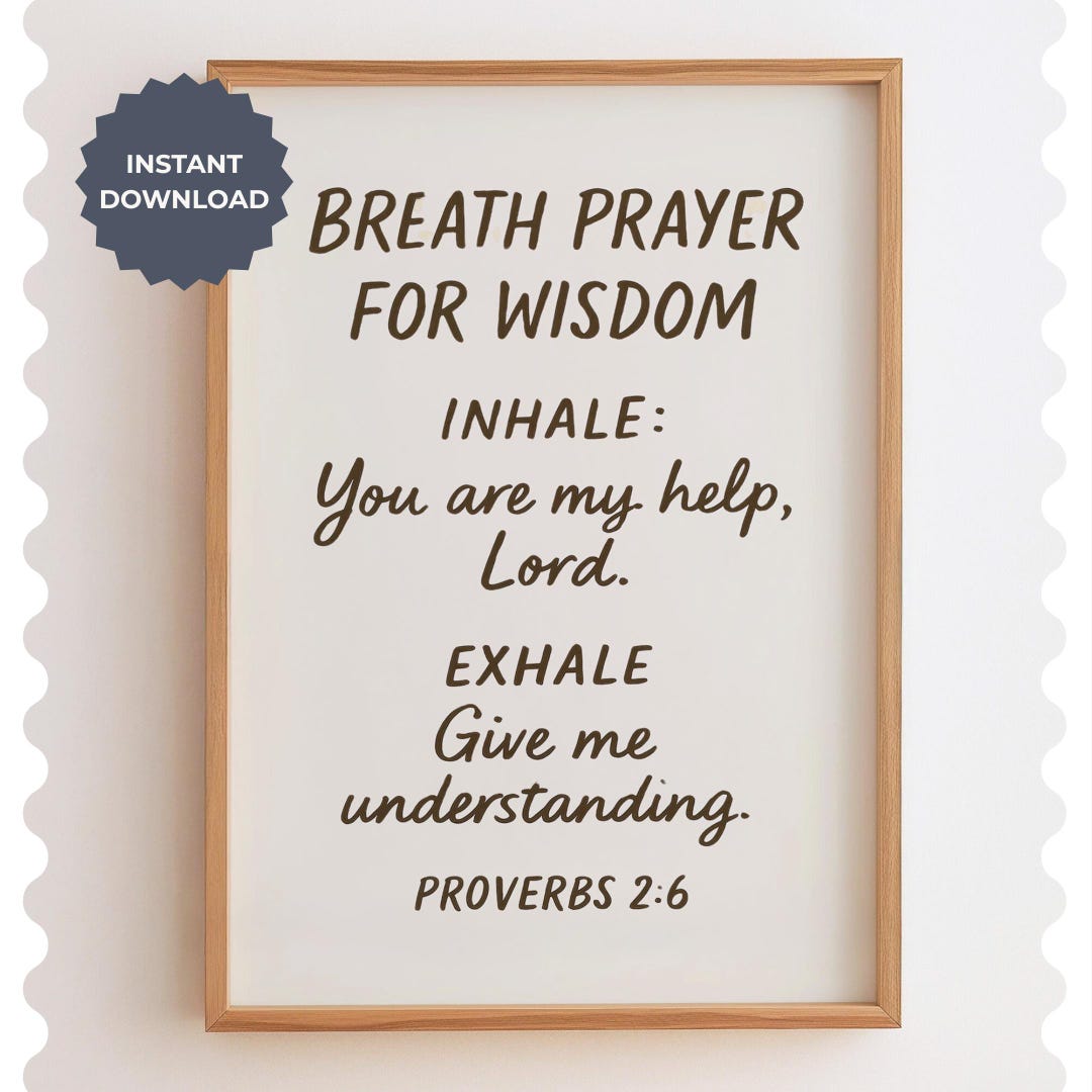 Instant Download | Breath Prayer for Wisdom Print | Christian Utility ...