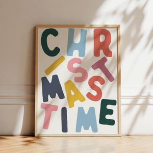 Retro Christmas Downloadable Prints With Colorful Aesthetic Room Decor ...