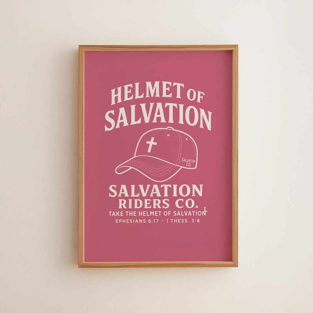 Helmet of Salvation Bible Verse Wall Art, Armor of God Print, Christian ...