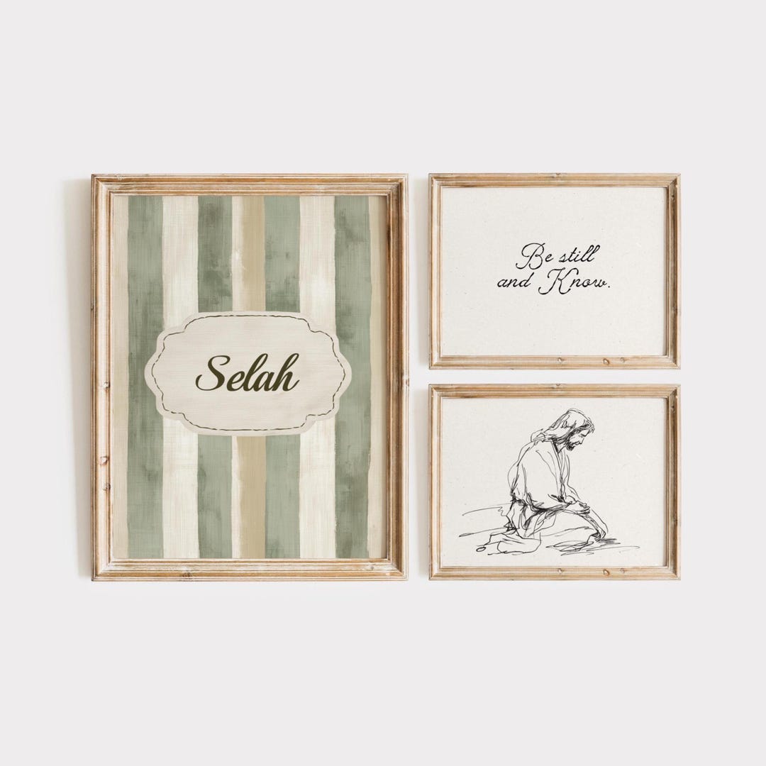 Christian Wall Art Set, Selah, Jesus Prayer, Farmhouse Decor (digital ...