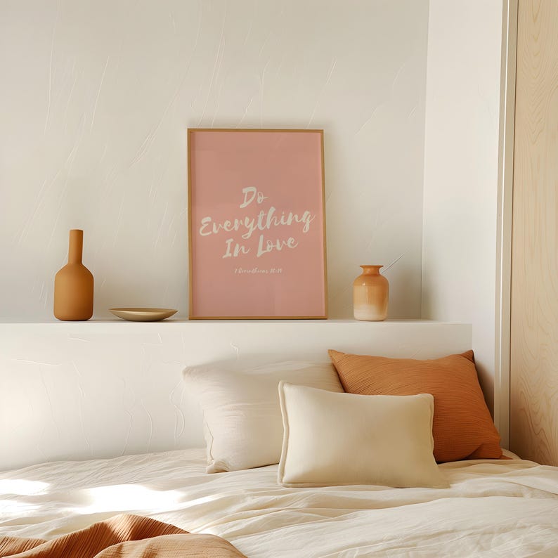 Pink Christian Wall Art: 1 Corinthians Scripture Print (digital ...