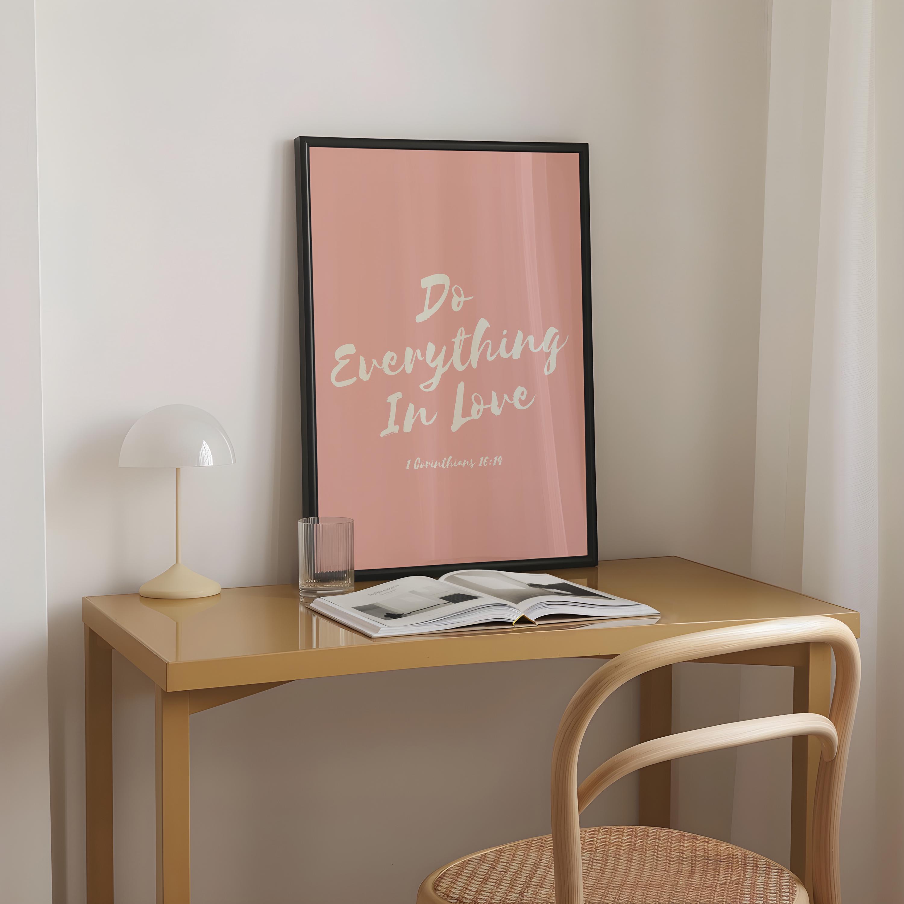 Pink Christian Wall Art: 1 Corinthians Scripture Print (digital ...