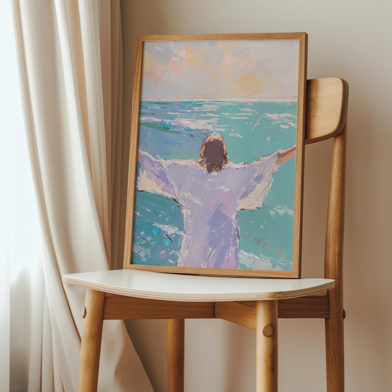 Jesus at the Ocean Print: Coastal Christian Art (digital Download) - Etsy