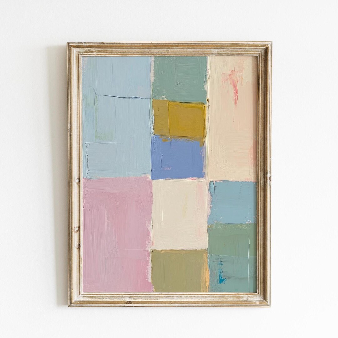Pastel Patchwork Art Print – Soft Color Blocks, Calming Abstract ...