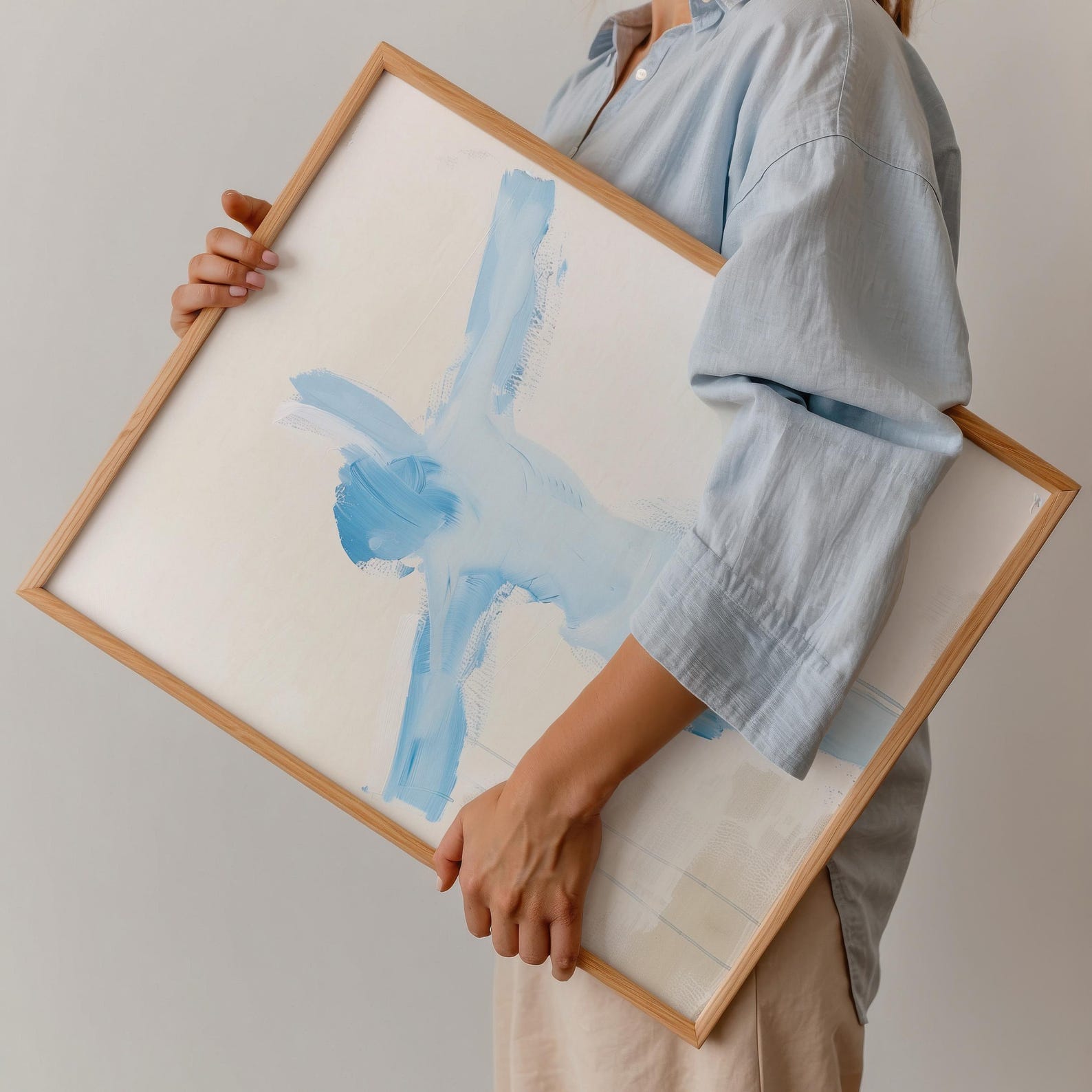 Crucifix Watercolor Painting: Light Blue Christian Wall Art (digital ...