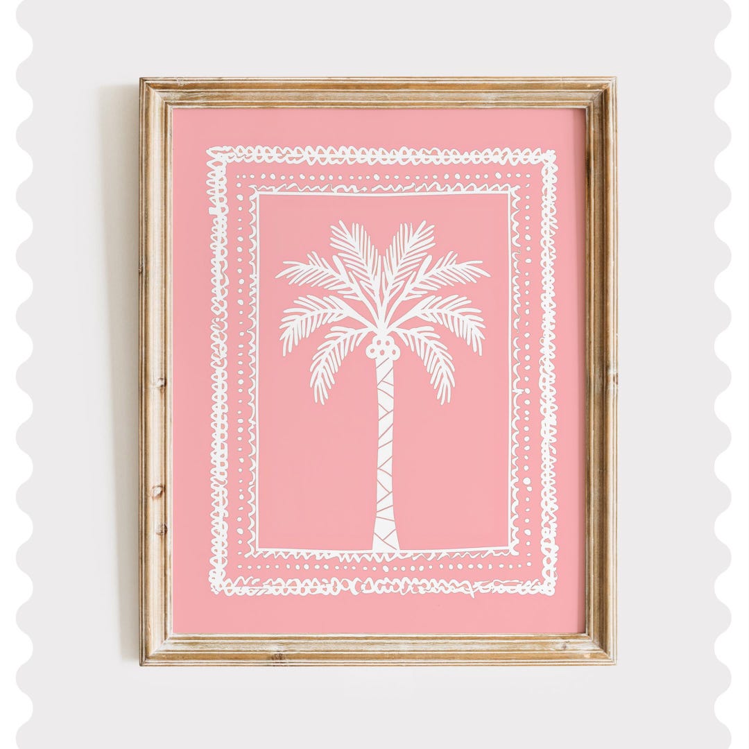 Pink Palm Tree Print: Coastal Summer Wall Art (digital Download) - Etsy