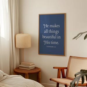 Navy Blue Christian Wall Art Print, Scripture Decor (digital Download ...